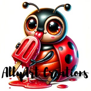 Watercolor Lady Bug Clipart - Funny Insect JPG - Spring Nursery Clipart ...