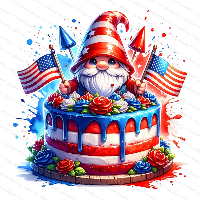 4th of July Gnome Clipart - American Pride JPG - Gnomes Sublimation ...