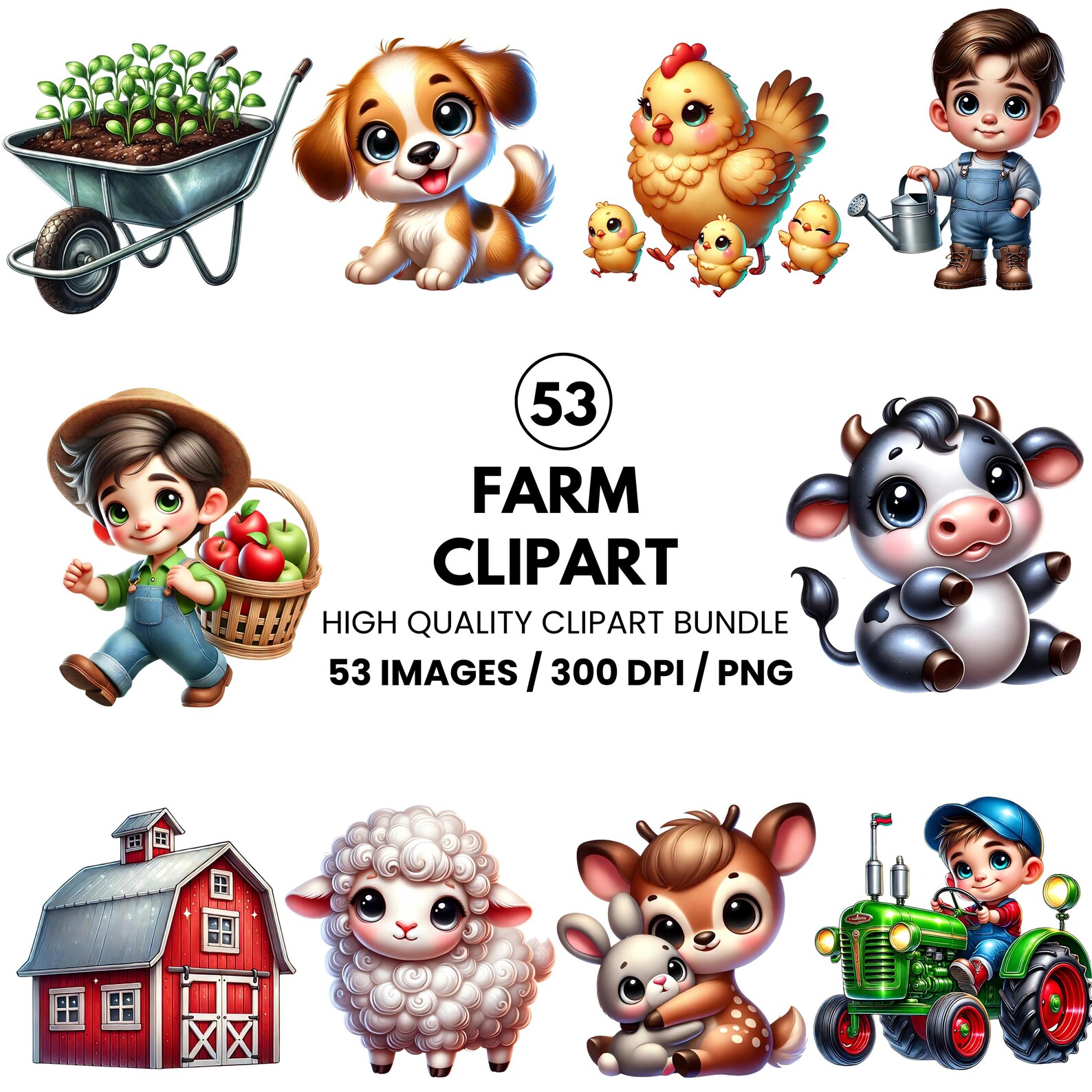 Cute Farm Clipart - Farm Animals Clipart - Baby Farm Animals ...