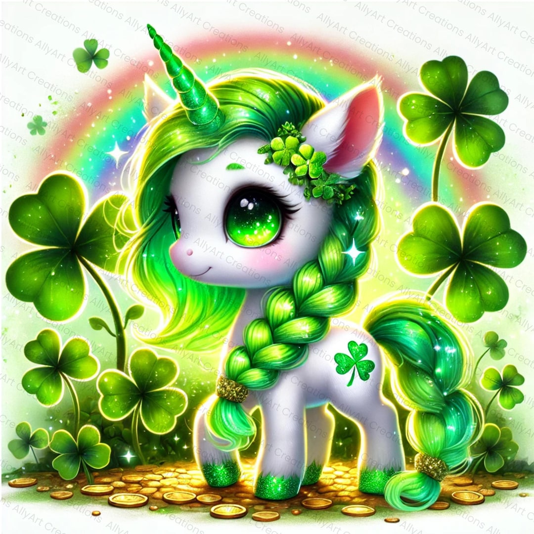 St. Patrick's Day Unicorn Rainbow Luck Clipart -cute Unicorn JPG ...
