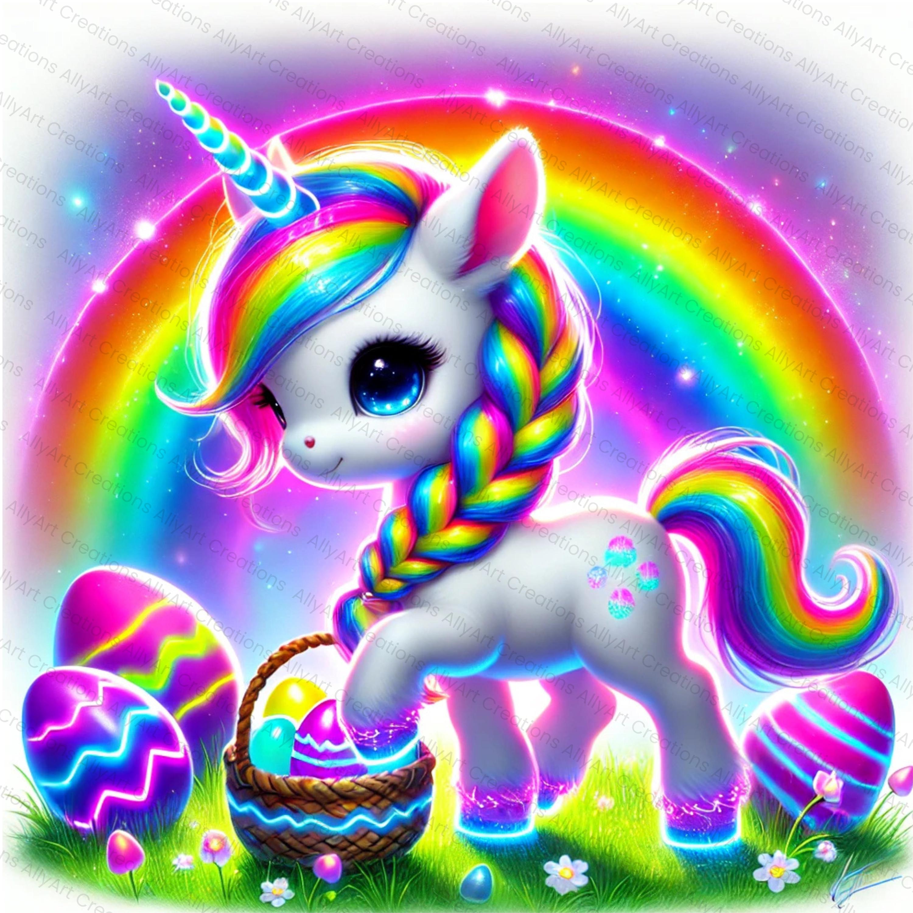 Easter Unicorn Clipart -rainbow Glow Eggs JPG - Digital Download for ...