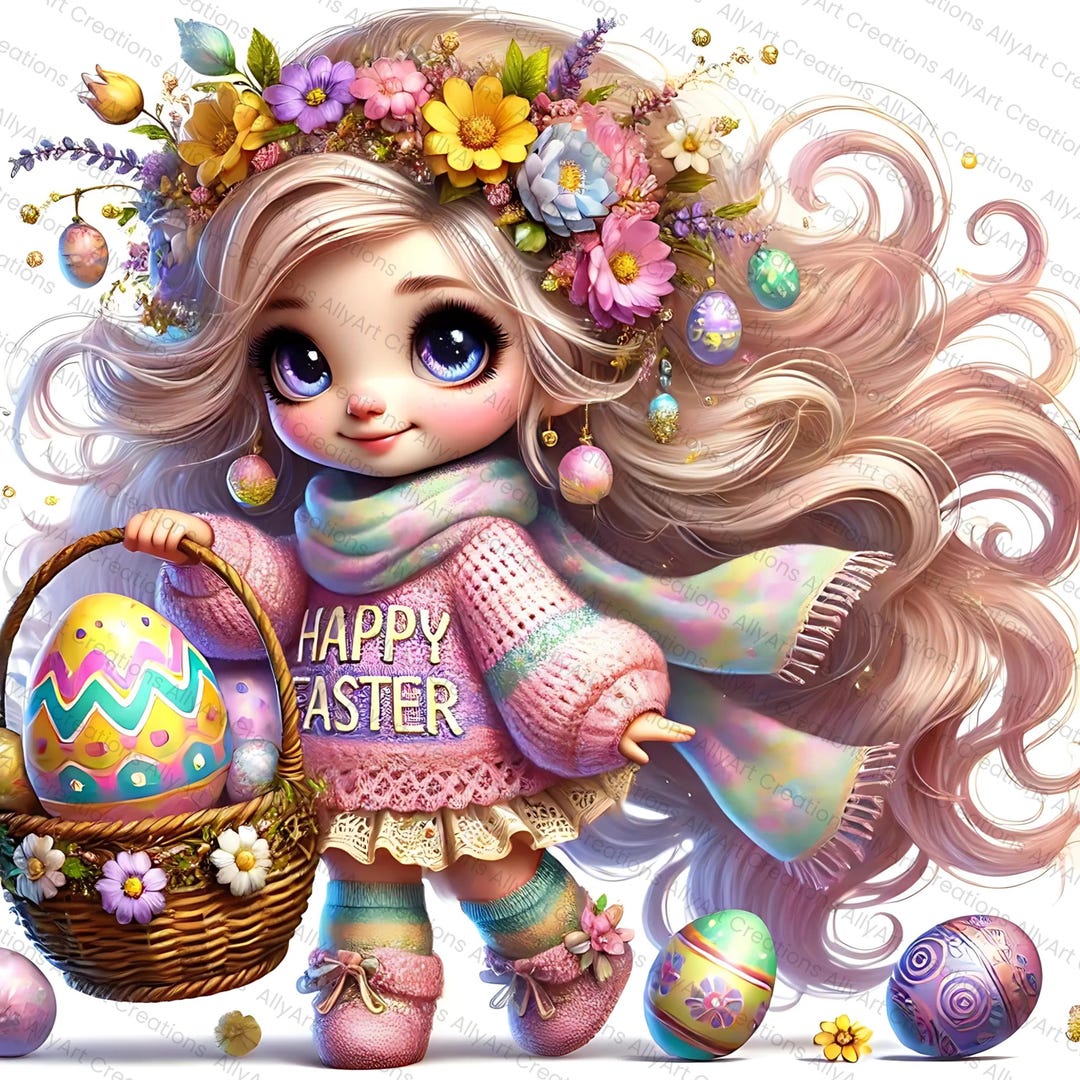 Watercolor Easter Gnomes JPG Clipart Bundle - Cute Spring Flower Gnome ...