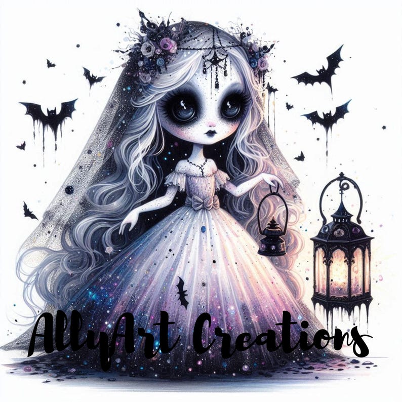 Zombie Bride Doll Clipart - Horror Bride Clipart - Gothic Bridal JPG ...