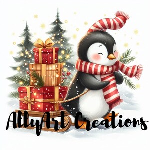 Christmas Penguin Clipart Bundle - Baby Penguin Clipart - Winter Animal ...