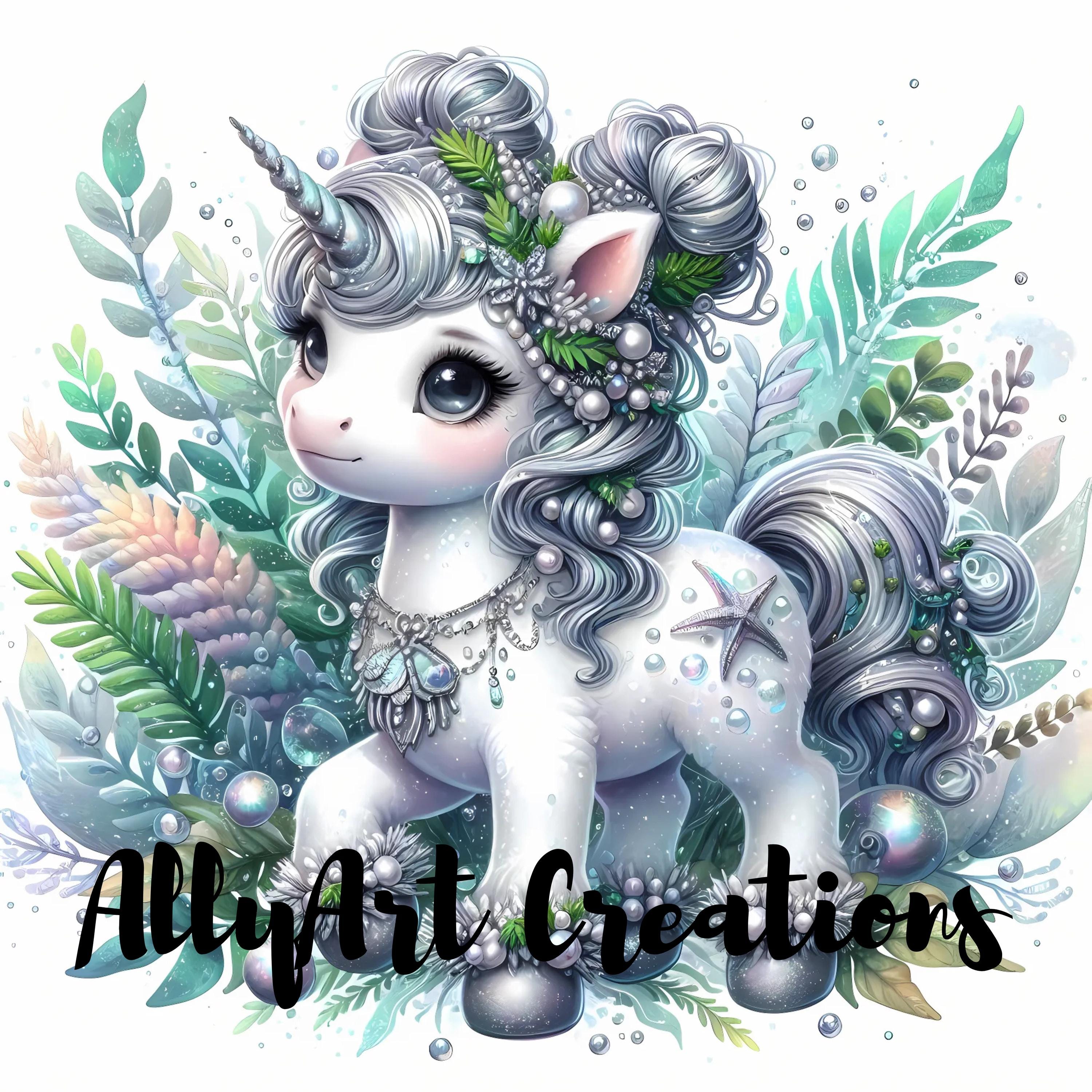 Summer Unicorn Clipart - Watercolor Unicorn Clipart - Tropical Unicorn ...