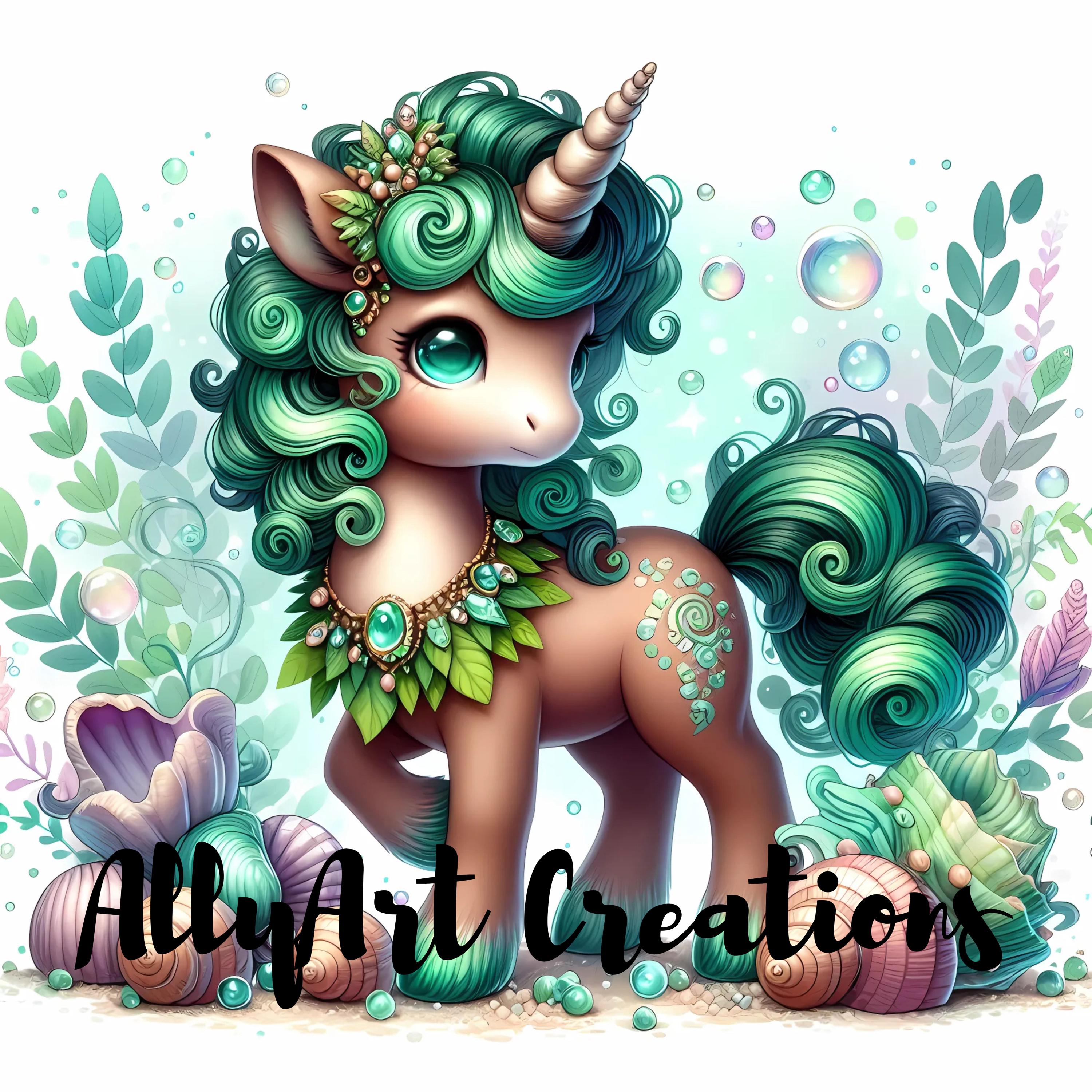 Summer Unicorn Clipart - Watercolor Unicorn Clipart - Tropical Unicorn ...
