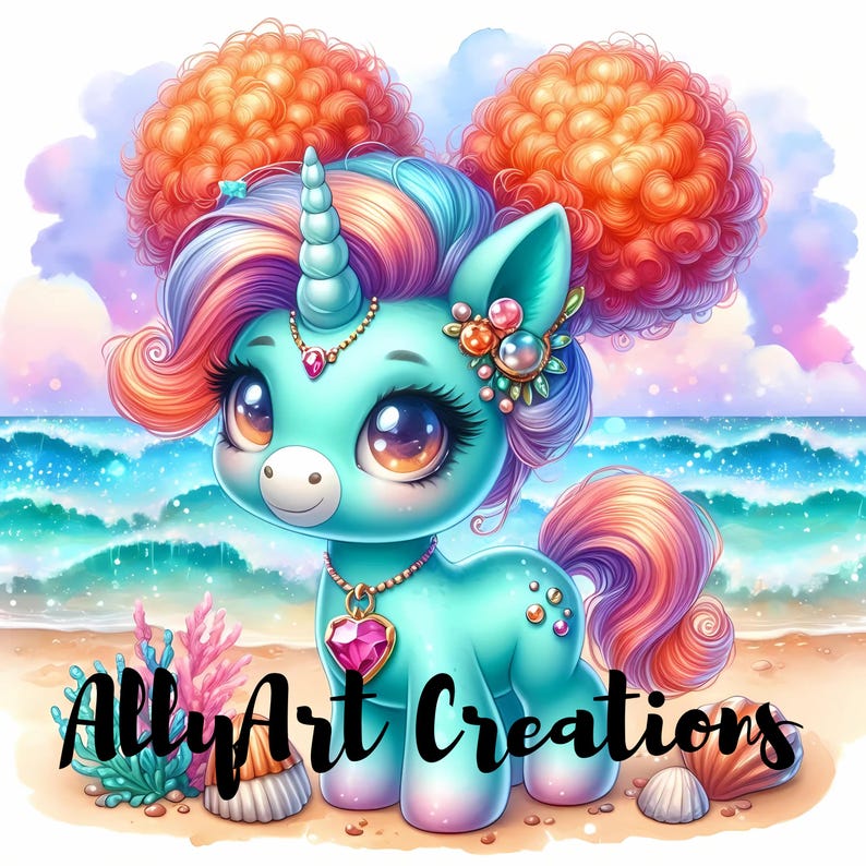 Summer Unicorn Clipart - Watercolor Unicorn Clipart - Tropical Unicorn ...