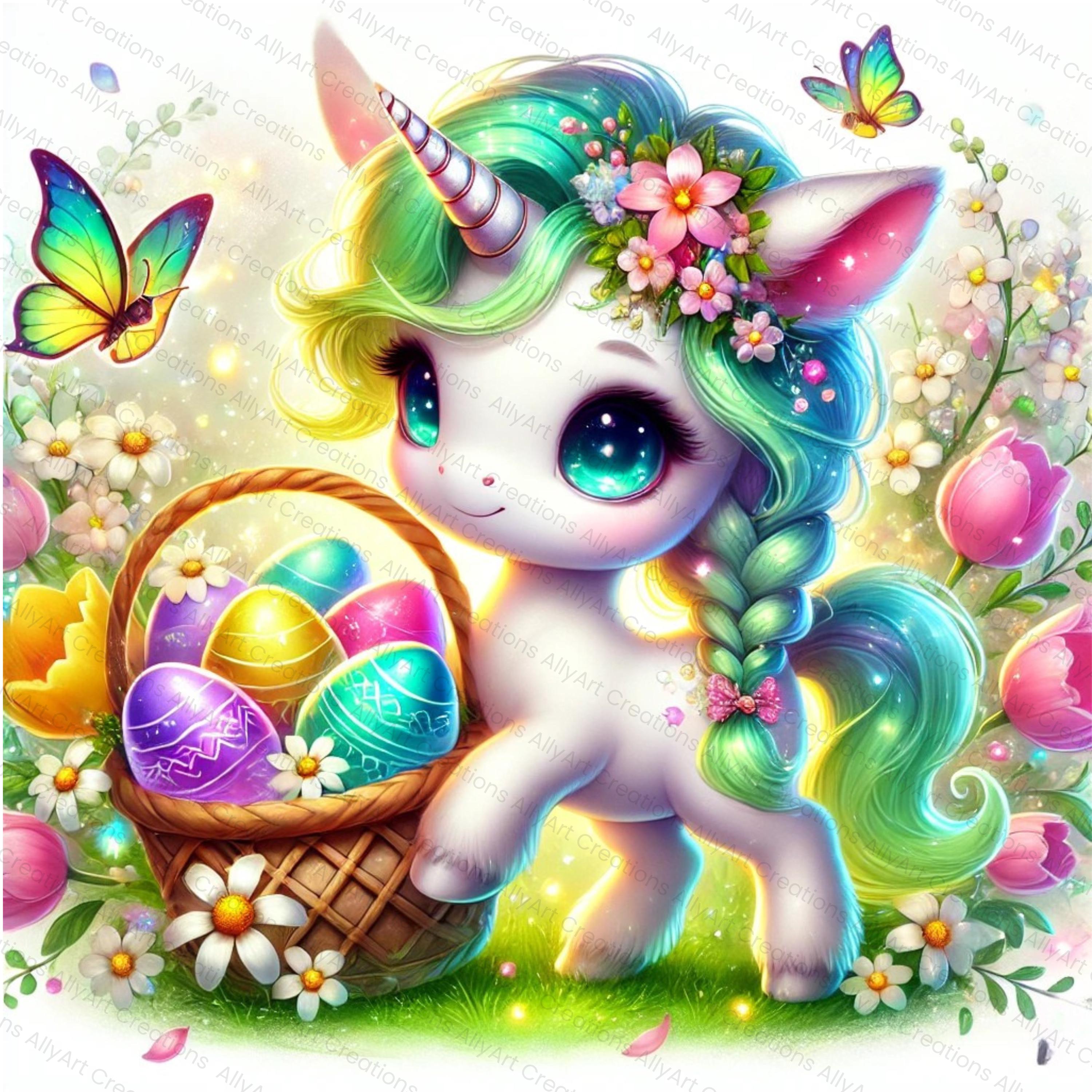 Easter Unicorn Clipart -neon Egg Horn Unicorn JPG - Digital Download ...