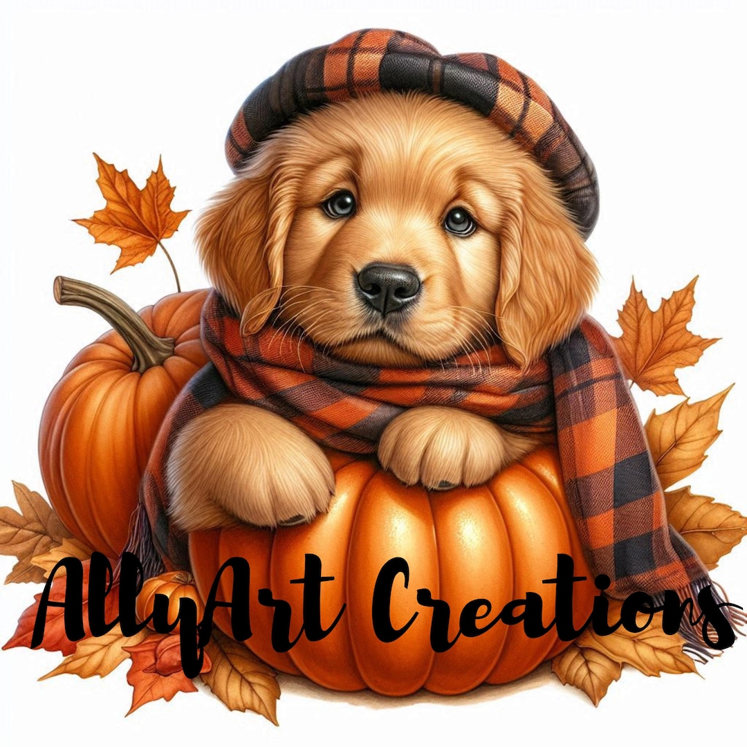 Autumn Dog Clipart – Cute Fall Puppy- Cozy Dog Illustration Bundle ...