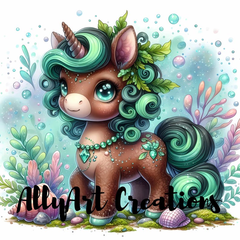 Summer Unicorn Clipart - Watercolor Unicorn Clipart - Tropical Unicorn ...