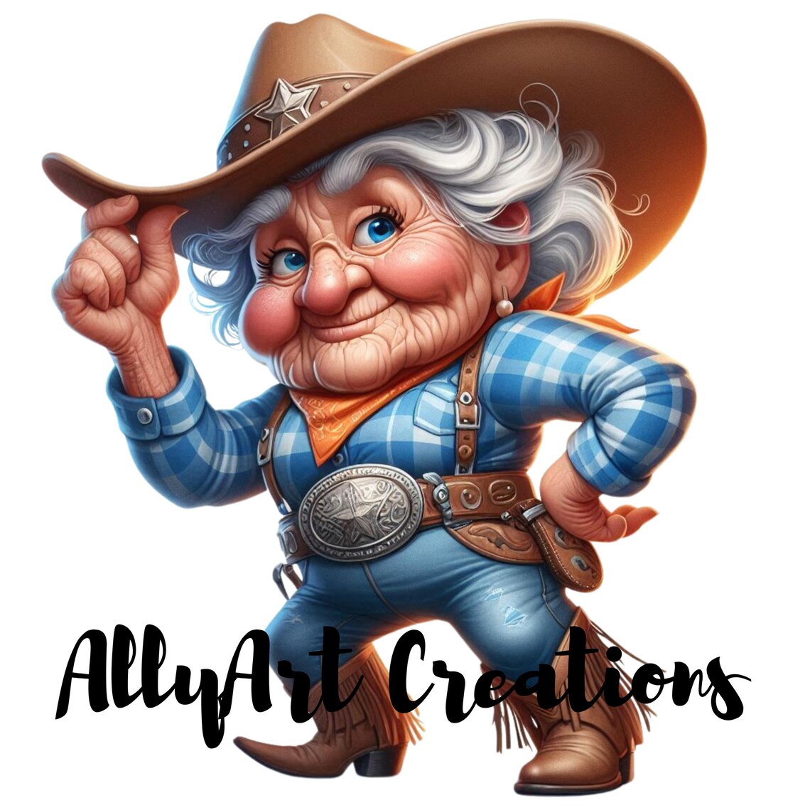 Cowgirl Grandma Clipart - Fierce Rodeo Granny Outfit - African American ...
