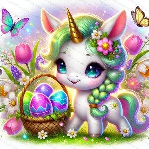 Easter Unicorn Clipart -neon Egg Horn Unicorn JPG - Digital Download ...