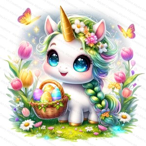 Easter Unicorn Clipart -neon Egg Horn Unicorn JPG - Digital Download ...