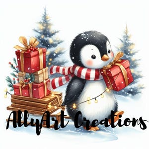 Christmas Penguin Clipart Bundle - Baby Penguin Clipart - Winter Animal ...