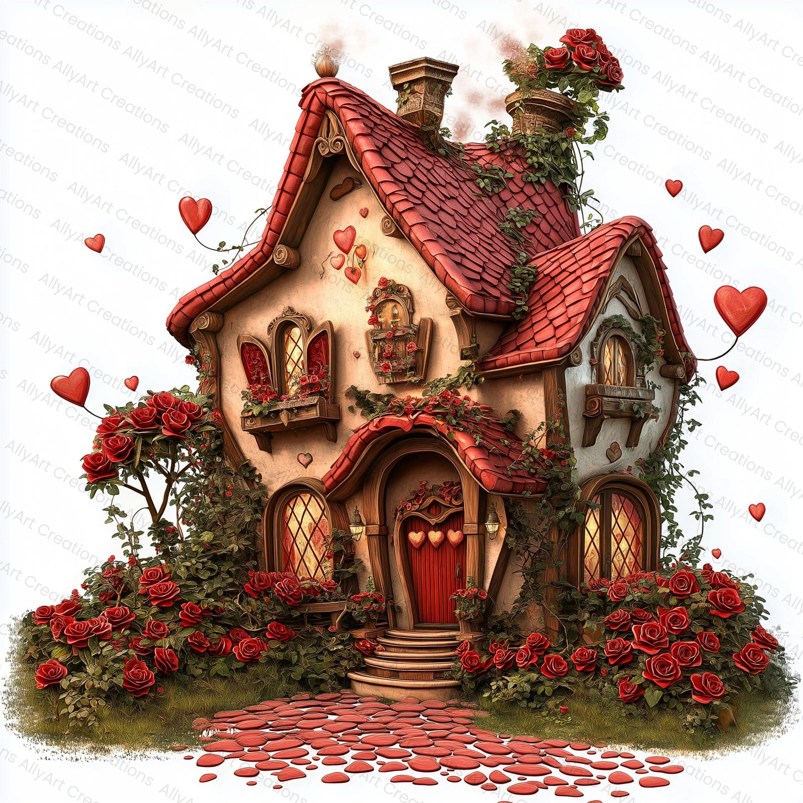 Watercolor Valentine House Clipart - Cute Red House JPG for Nursery Art ...
