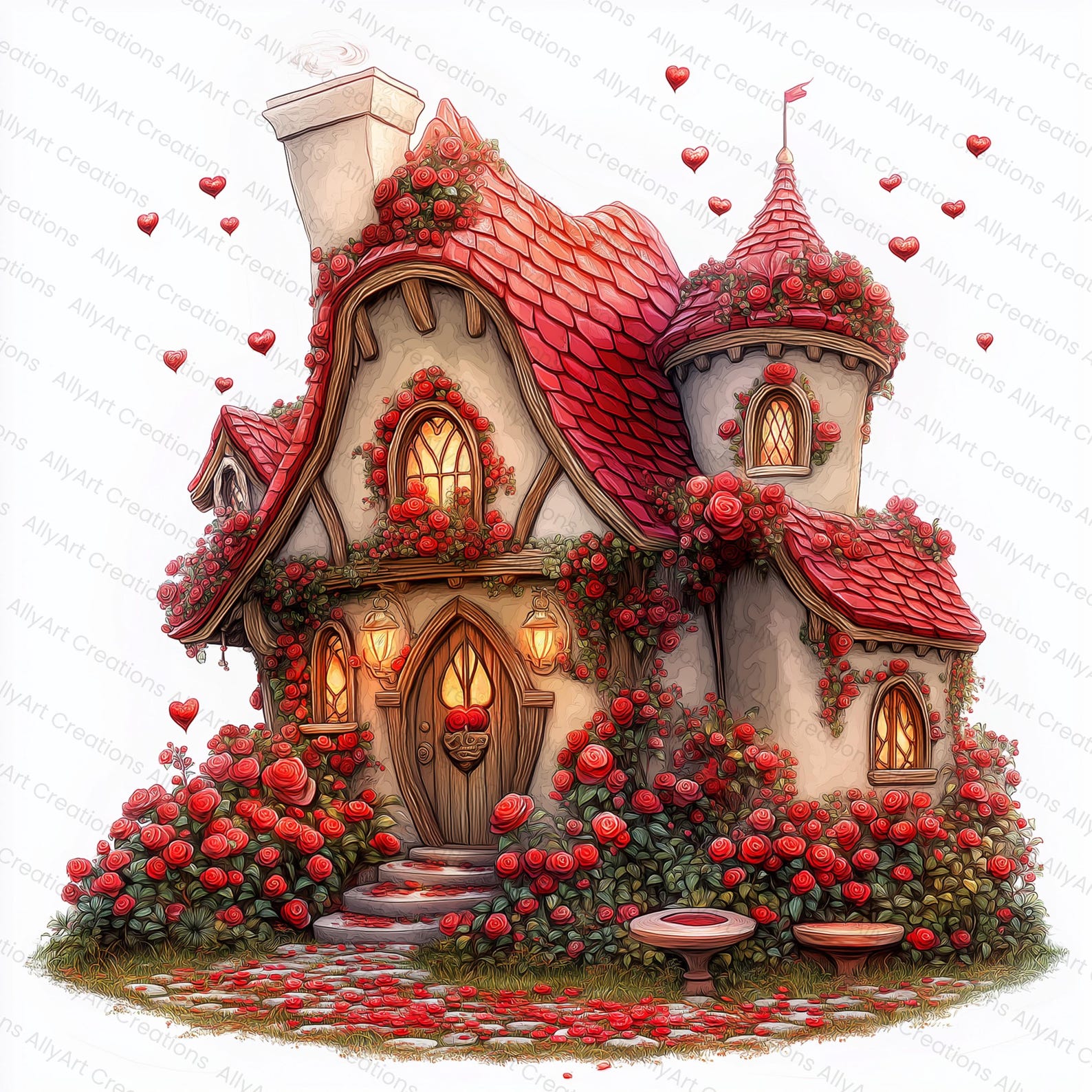 Watercolor Valentine House Clipart - Cute Red House JPG for Nursery Art ...