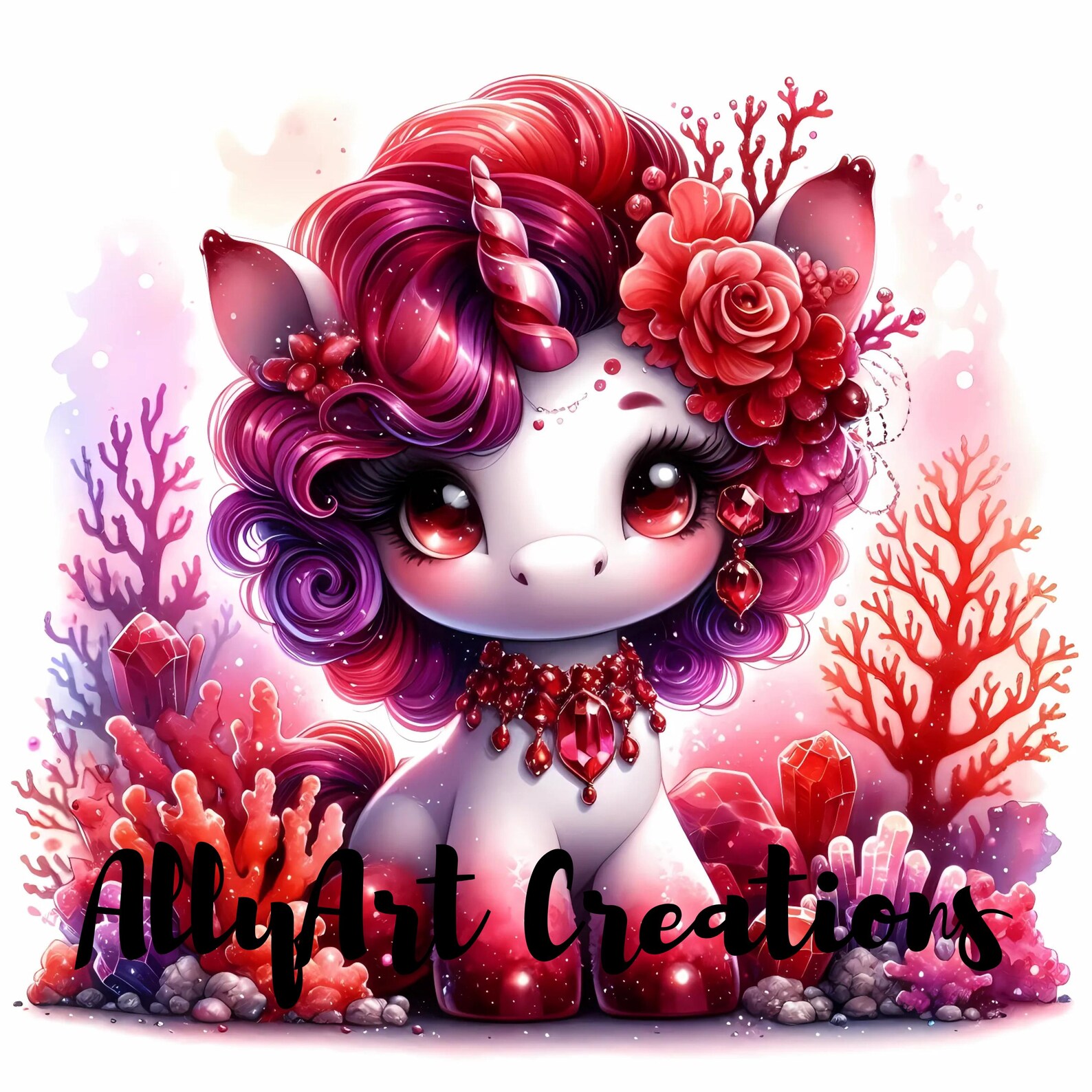 Summer Unicorn Clipart - Watercolor Unicorn Clipart - Tropical Unicorn ...