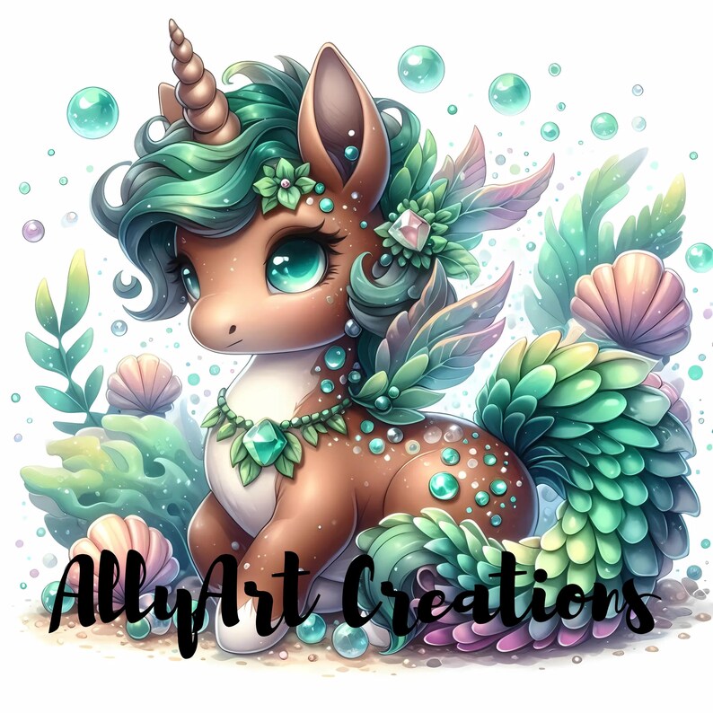 Summer Unicorn Clipart - Watercolor Unicorn Clipart - Tropical Unicorn ...