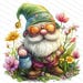 Watercolor Spring Gnome Clipart - Cute Floral Gnomes - Commercial Use ...