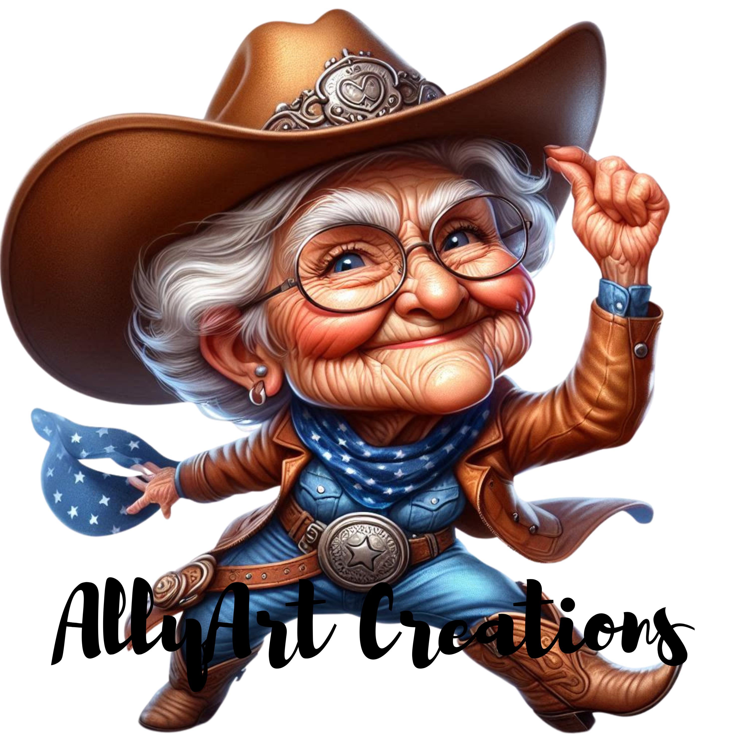 Cowgirl Grandma Clipart - Fierce Rodeo Granny Outfit - African American ...
