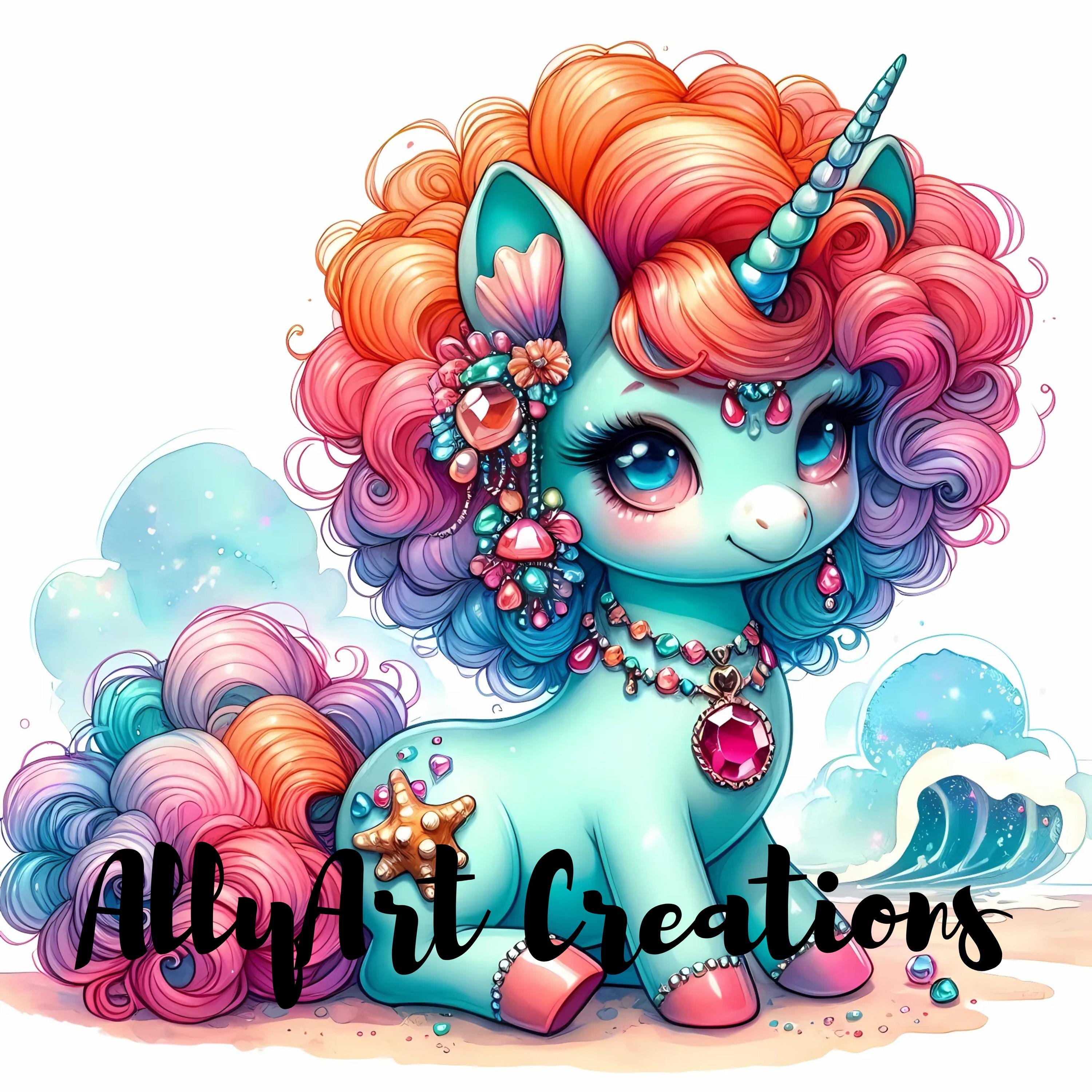 Summer Unicorn Clipart - Watercolor Unicorn Clipart - Tropical Unicorn ...