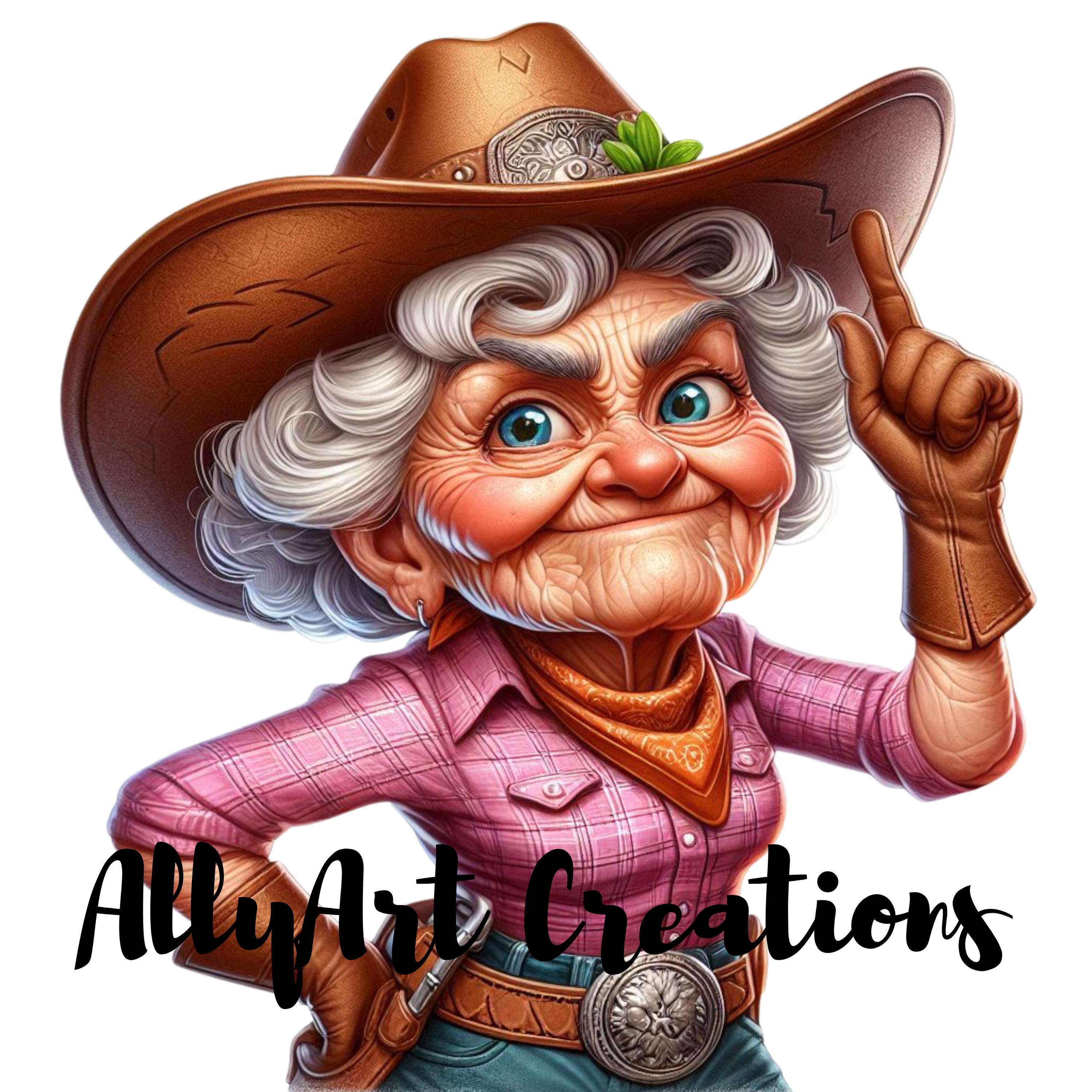 Cowgirl Grandma Clipart - Fierce Rodeo Granny Outfit - African American ...