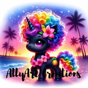 Summer Unicorn Clipart - Watercolor Unicorn Clipart - Tropical Unicorn ...