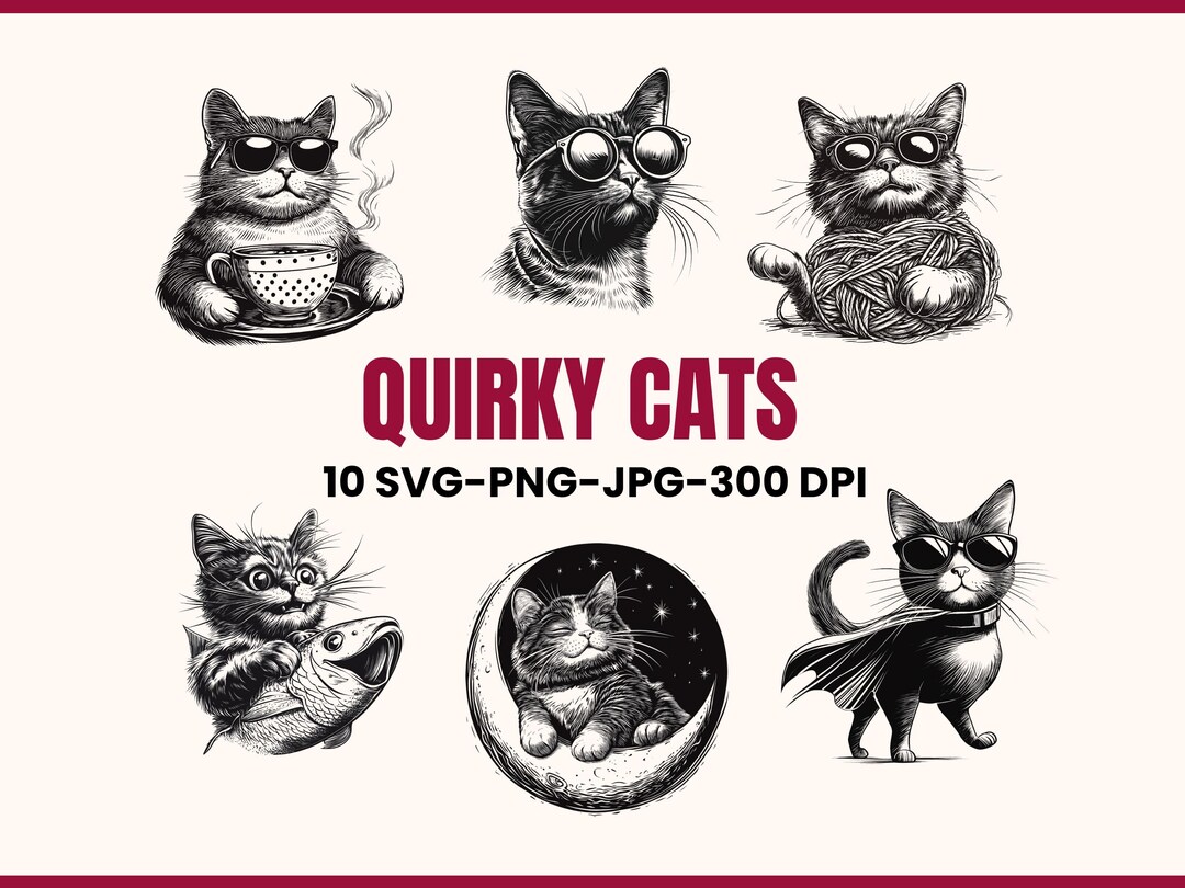 Frazzled Cat SVG Bundle - Funny Cat Clipart - Digital Download ...