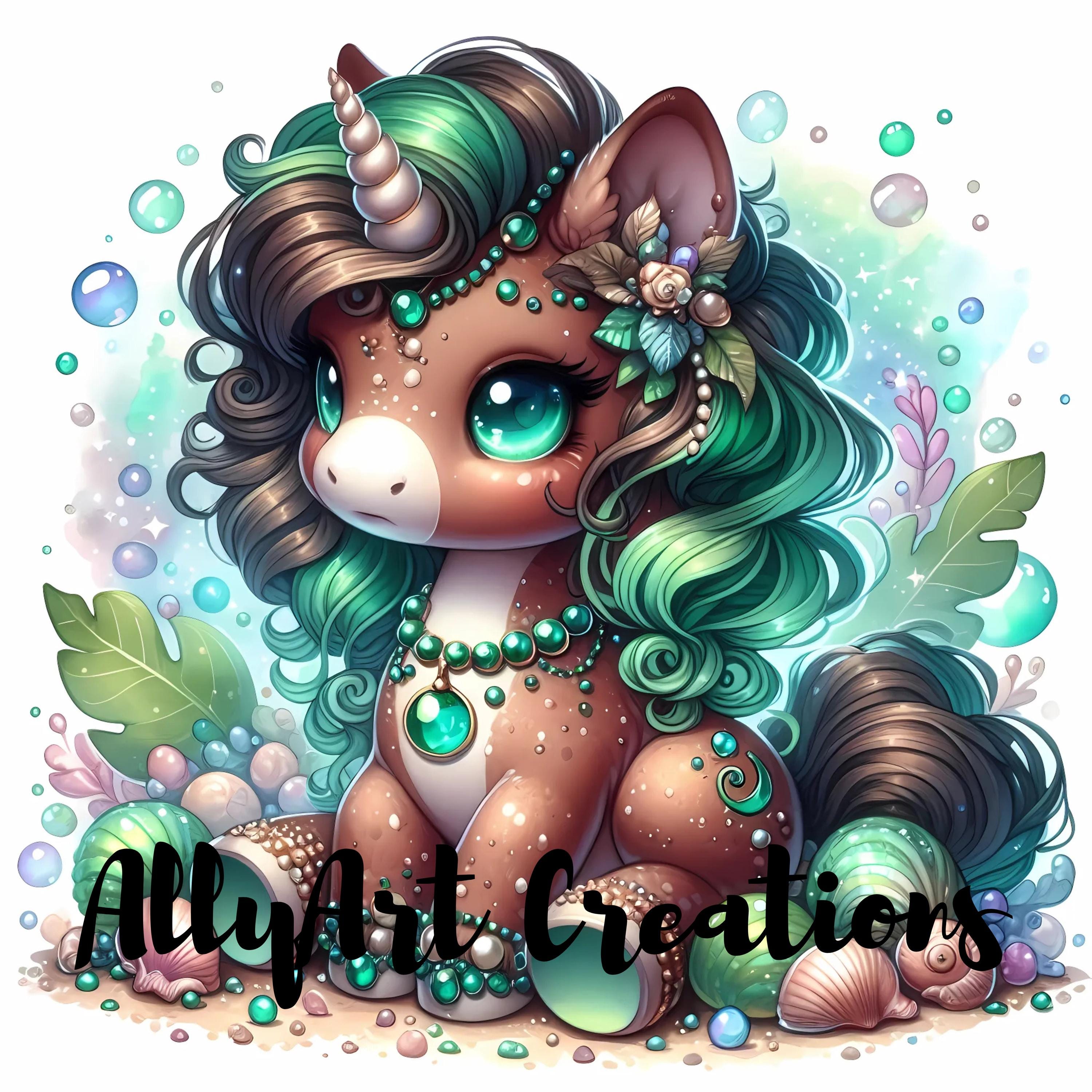 Summer Unicorn Clipart - Watercolor Unicorn Clipart - Tropical Unicorn ...