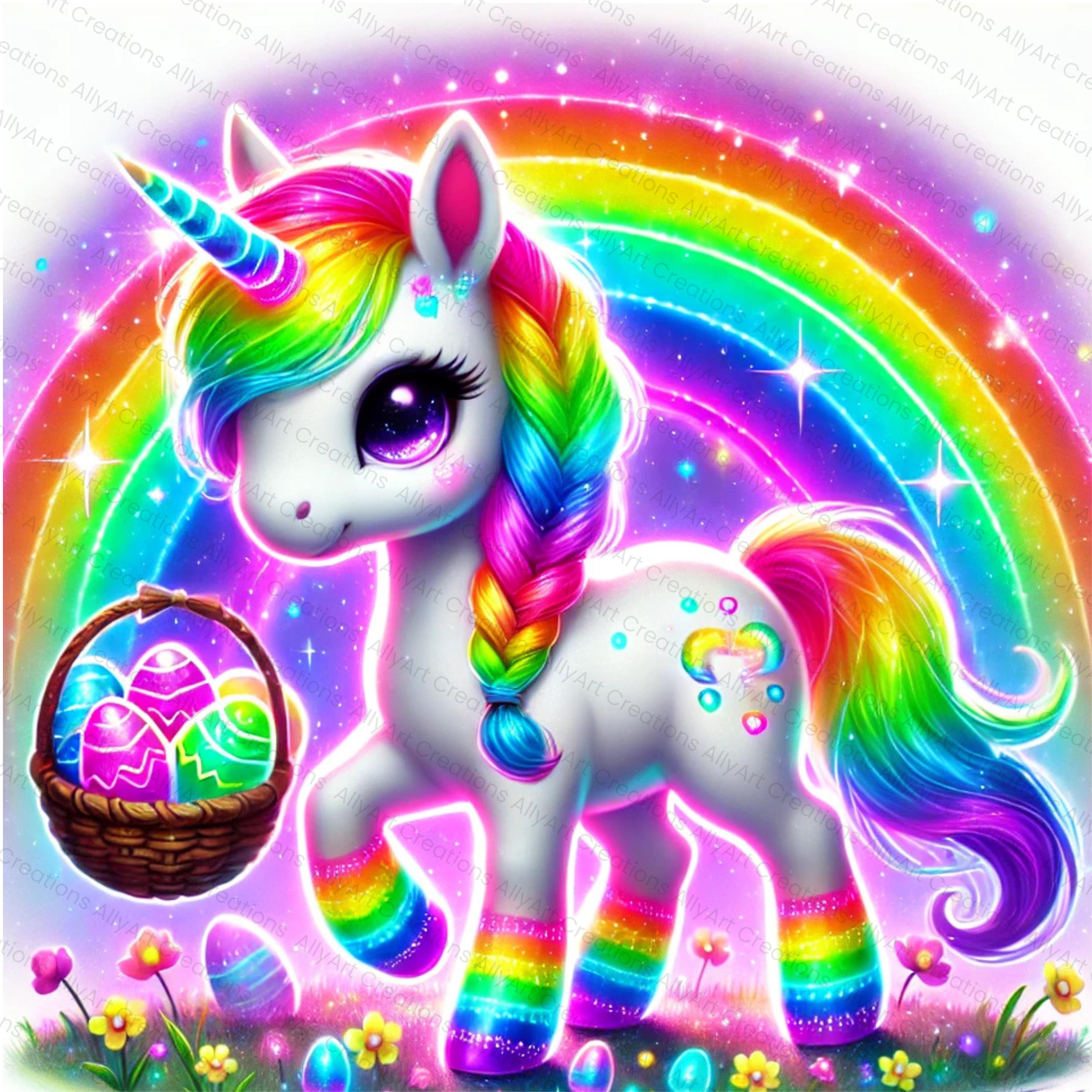 Easter Unicorn Clipart -rainbow Glow Eggs JPG - Digital Download for ...