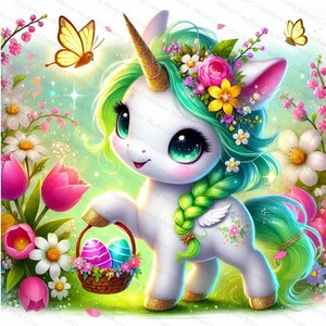 Easter Unicorn Clipart -neon Egg Horn Unicorn JPG - Digital Download ...