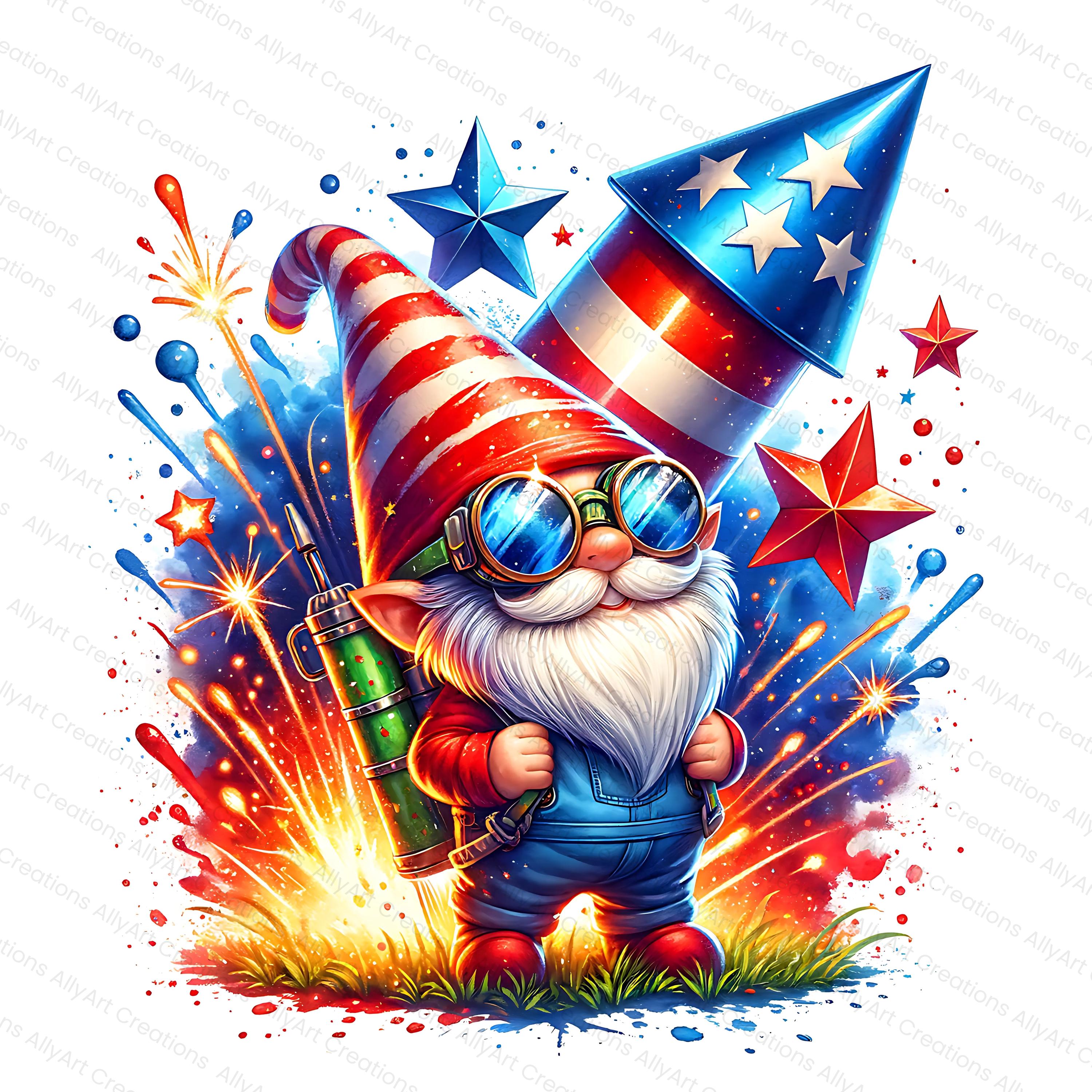 4th of July Gnome Clipart - American Pride JPG - Gnomes Sublimation ...