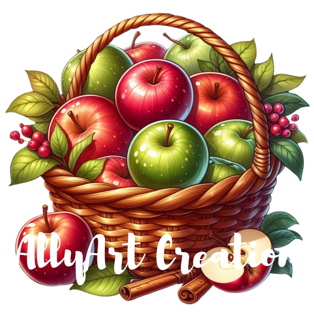 Autumn Apples Clipart – Fall Apple Bundle – Cozy Fruit Illustration ...