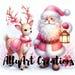 Watercolor Christmas Reindeer - Pink Santa Clipart - Cute Holiday ...