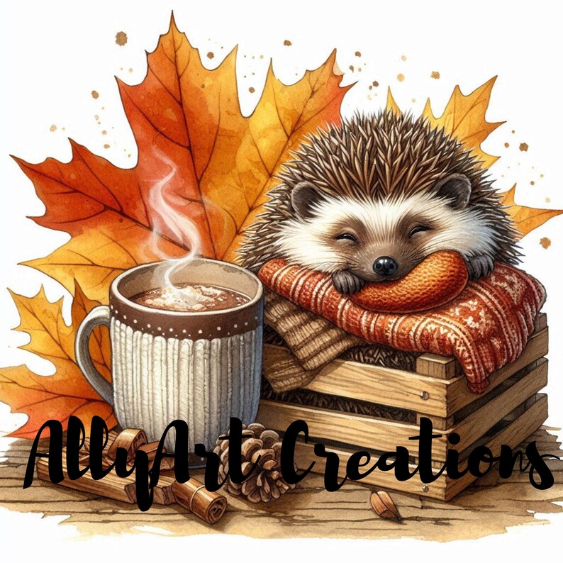 Autumn Hedgehog Clipart – Cute Fall Hedgehog – Woodland Animal ...
