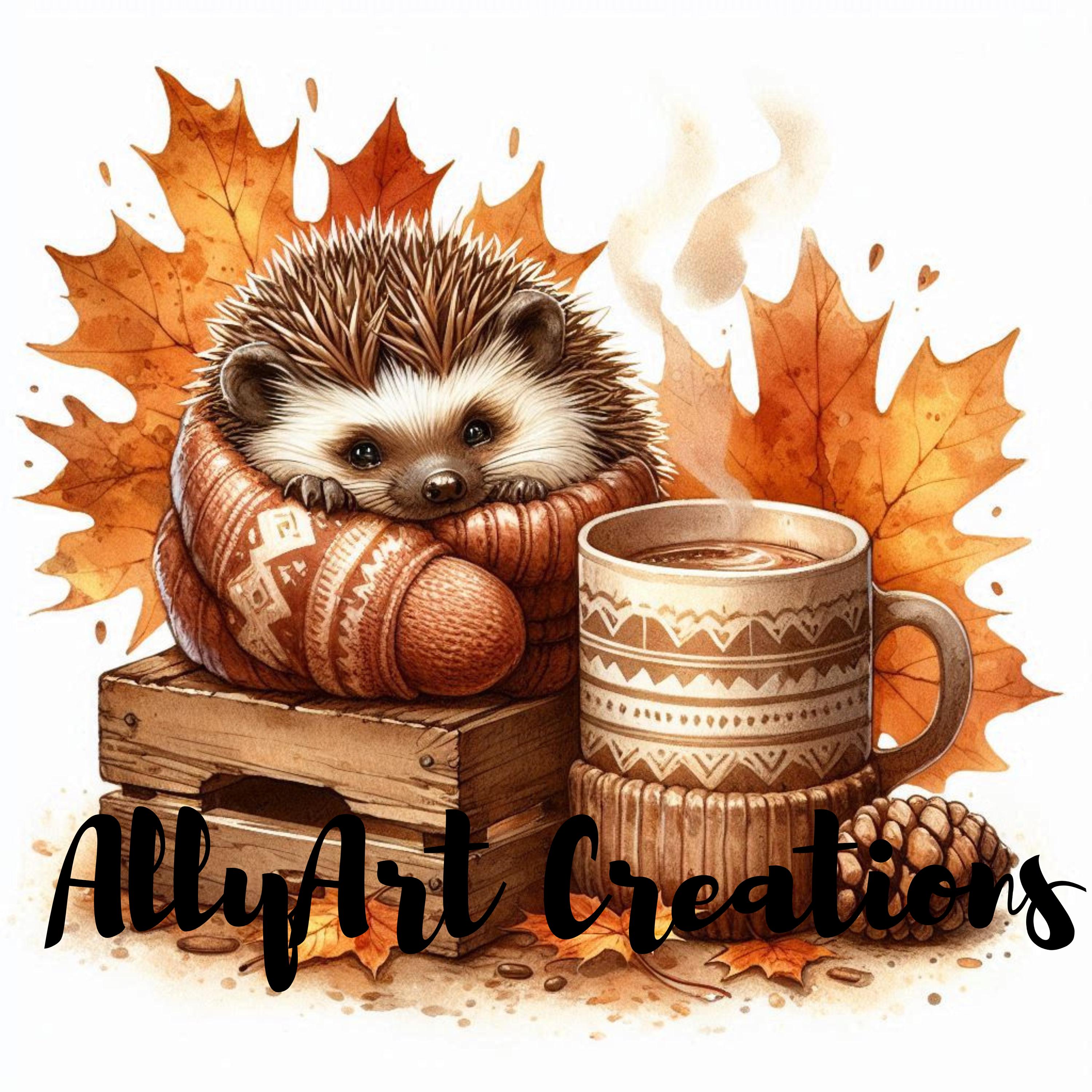 Autumn Hedgehog Clipart – Cute Fall Hedgehog – Woodland Animal ...