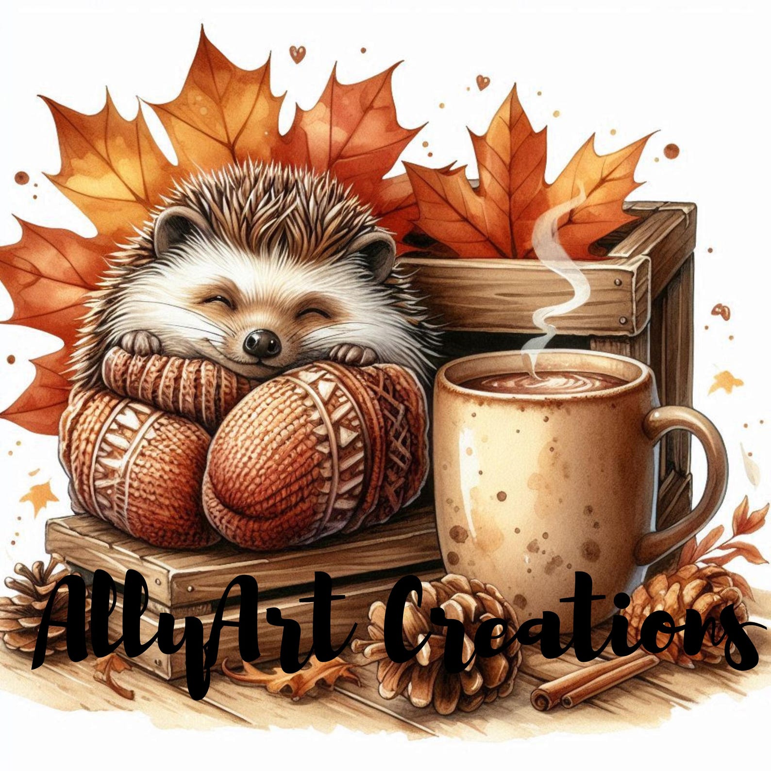 Autumn Hedgehog Clipart – Cute Fall Hedgehog – Woodland Animal ...
