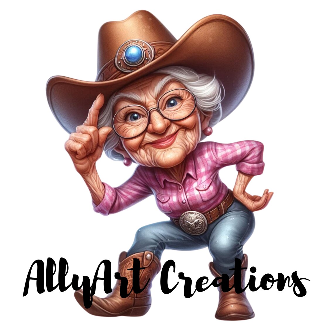 Cowgirl Grandma Clipart - Fierce Rodeo Granny Outfit - African American ...