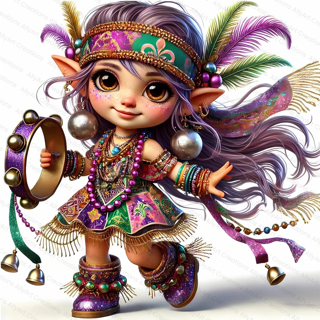 Mardi Gras Gnome Clipart -masquerade Sublimation- Fat Tuesday JPG ...