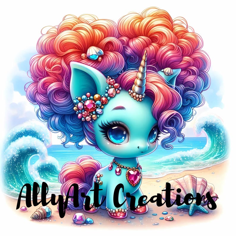 Summer Unicorn Clipart - Watercolor Unicorn Clipart - Tropical Unicorn ...