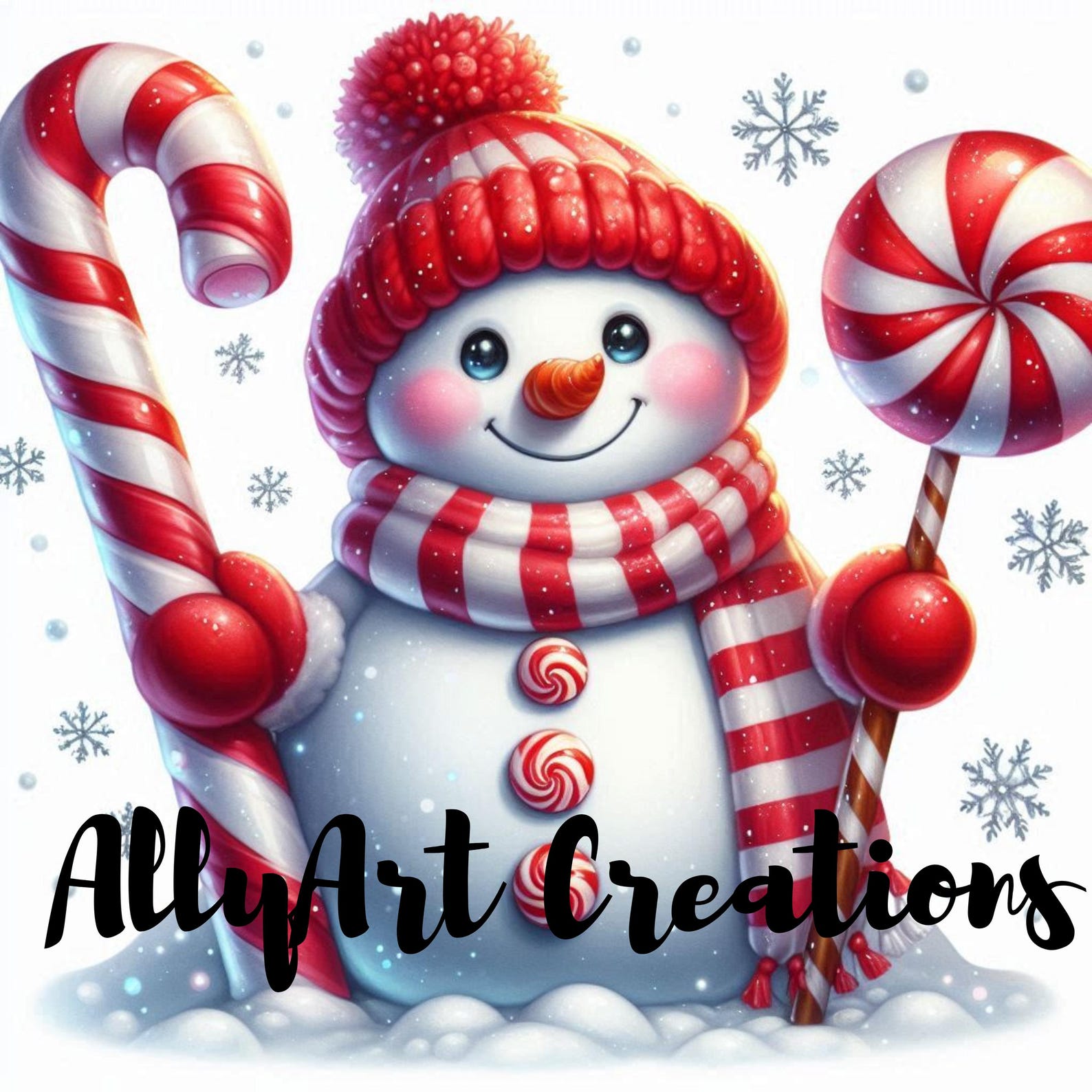 Snowman Candy Cane Clipart – Cute Christmas Snowman – Holiday Candy ...