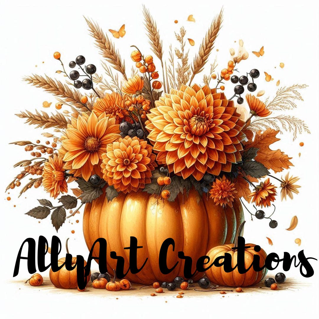 Pumpkin Bouquet Clipart – Fall Floral Pumpkin– Autumn Flower ...