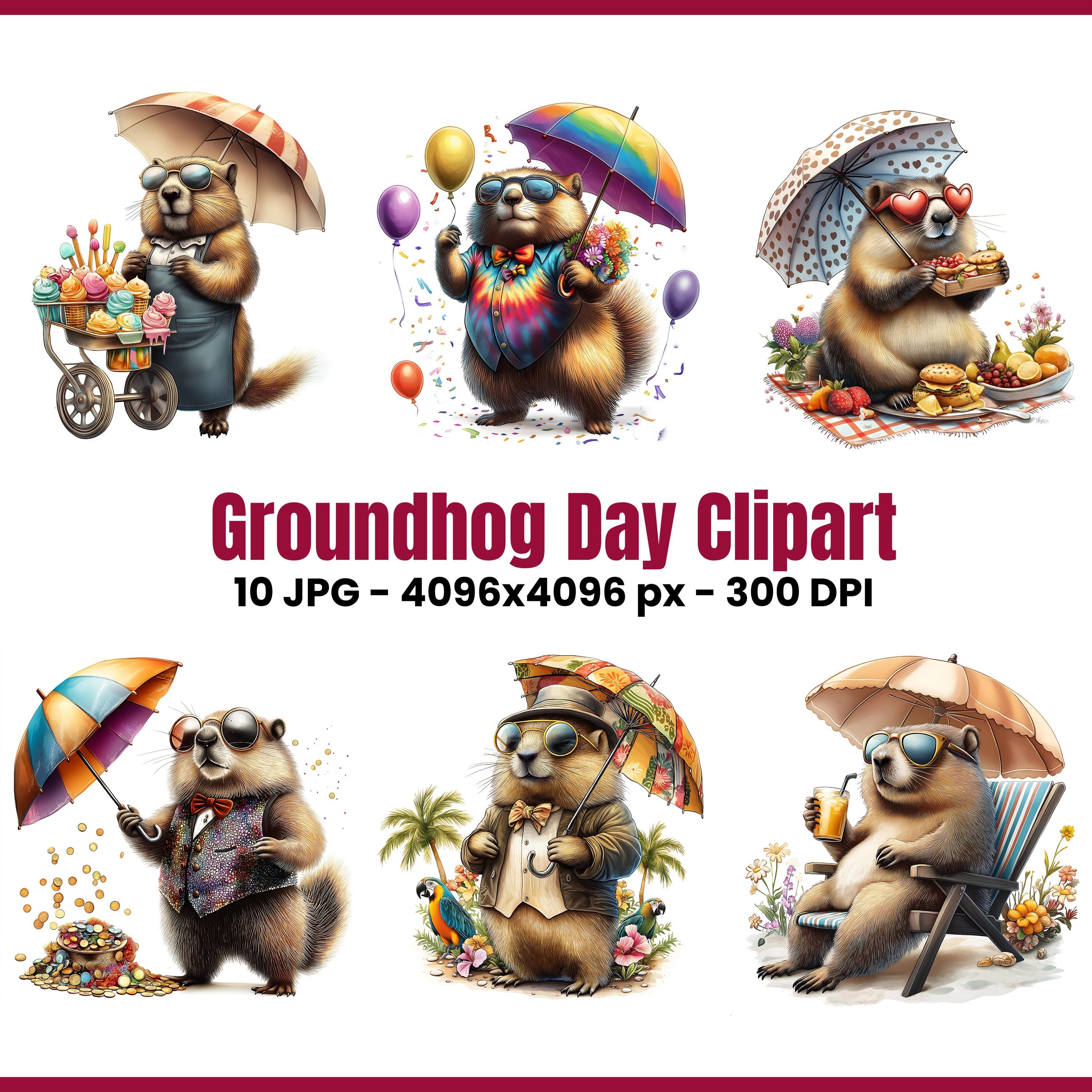 Groundhog Watercolor Clipart Bundle Groundhog Clipart Cute Watercolor ...