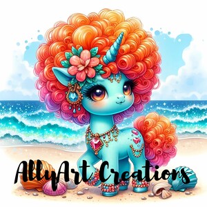 Summer Unicorn Clipart - Watercolor Unicorn Clipart - Tropical Unicorn ...