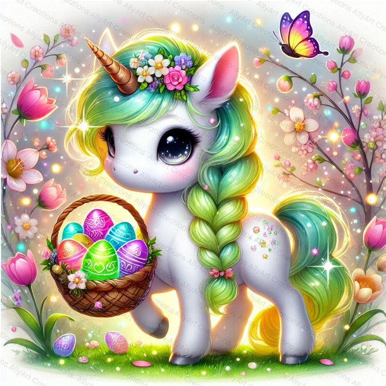 Easter Unicorn Clipart -neon Egg Horn Unicorn JPG - Digital Download ...