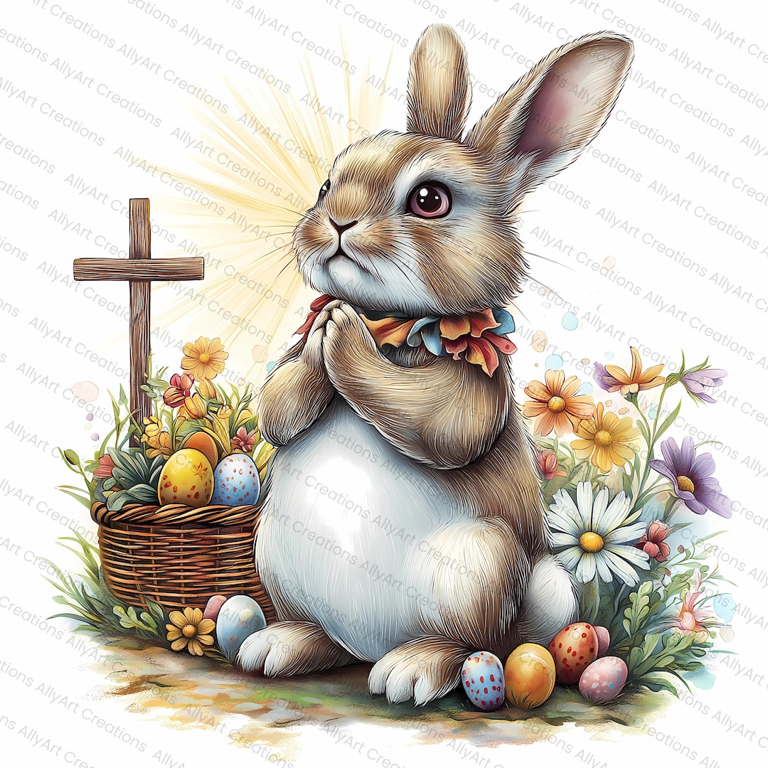 Watercolor Easter Clipart - Cute Bunnies - Easter Eggs - Spring Clipart ...