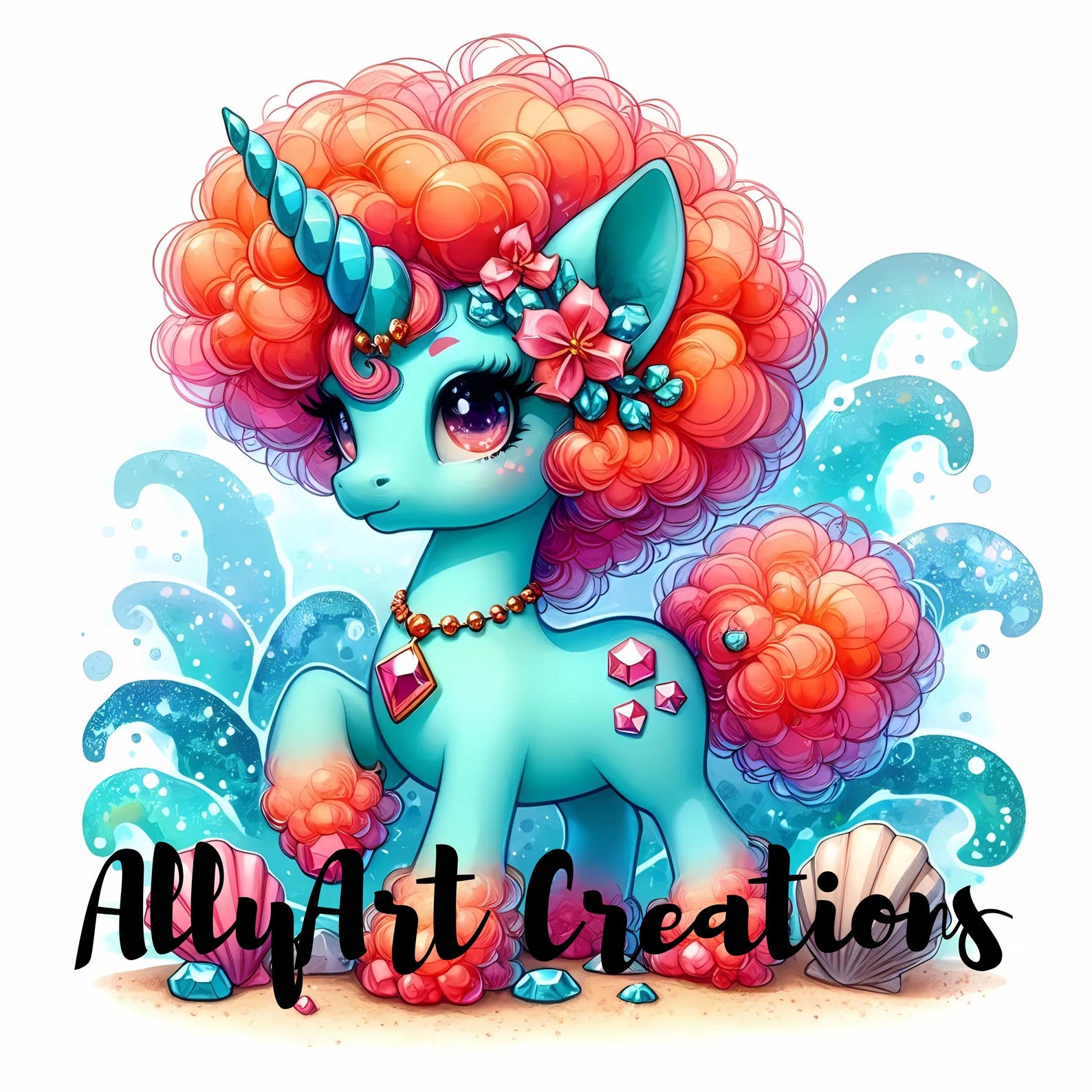 Summer Unicorn Clipart - Watercolor Unicorn Clipart - Tropical Unicorn ...