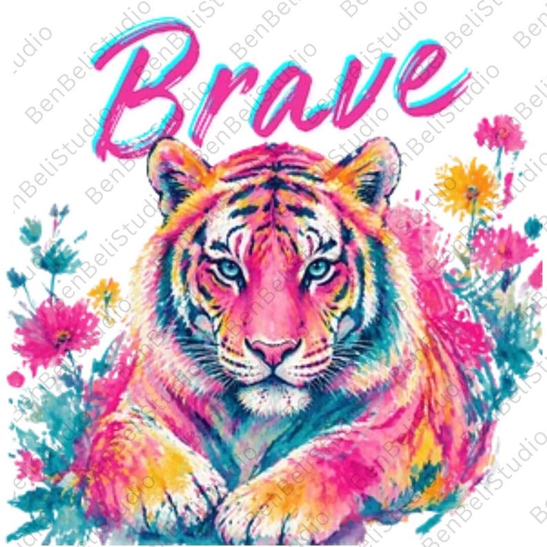 Neon Tiger PNG Bundle, Wild Brave Fierce Cosmic, Colorful Animal ...