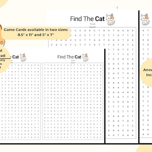 Find the Cat, Printable Single Word Search Games, Fun Educational ...