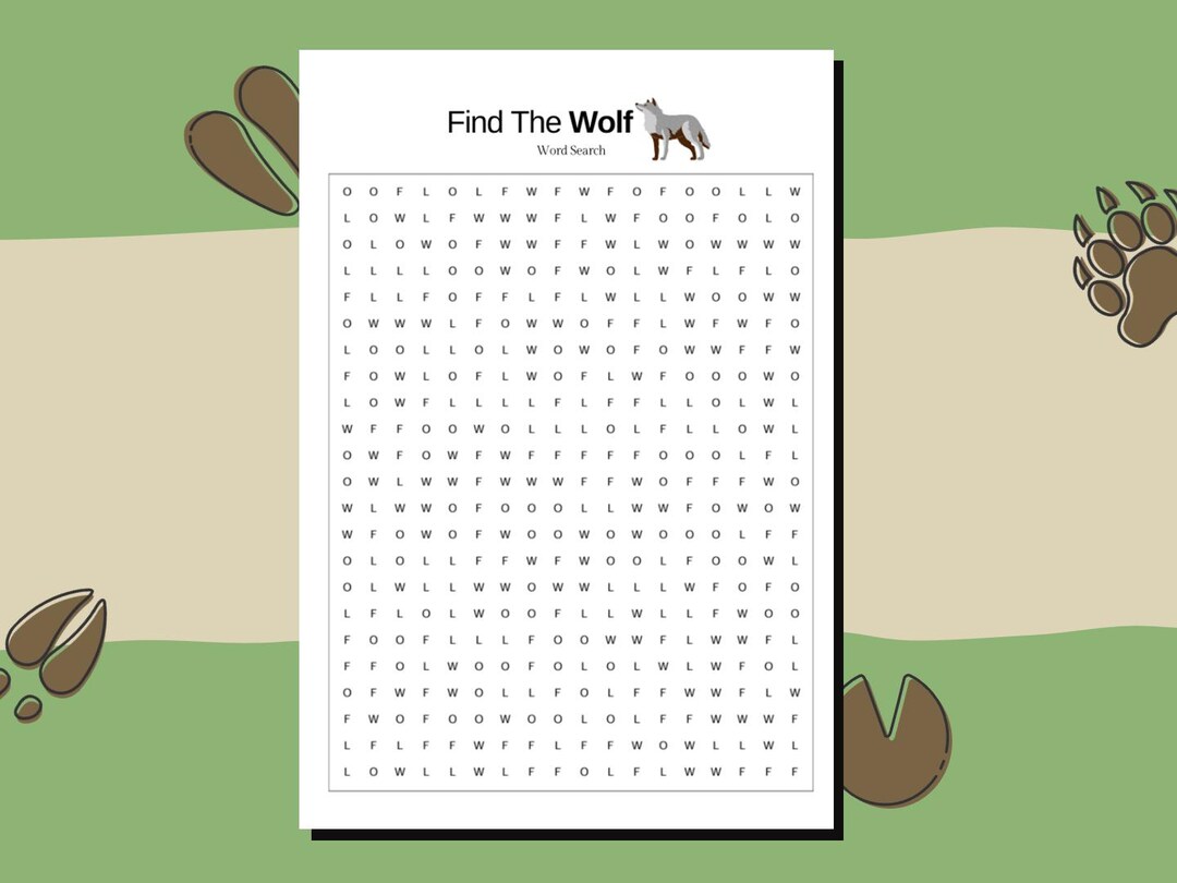 Find the Wolf Word Search Game: Fun Puzzle Activity (PDF) - Etsy